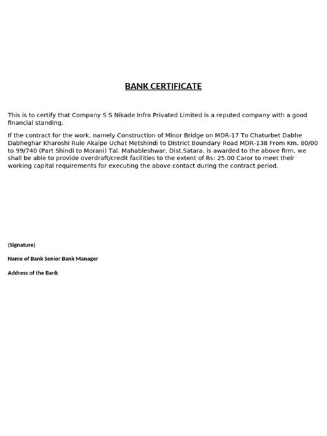 Bank Certificate Pdf