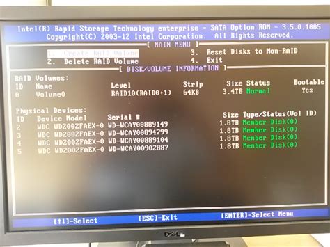 Intel Rapid Storage Technology Enterprise 3501005 Raid 10 Intel