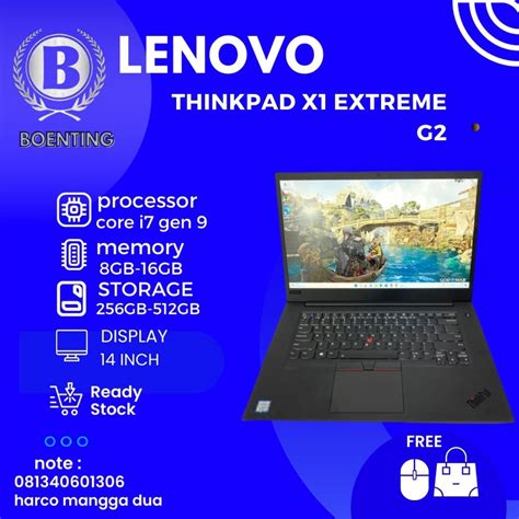 Jual Laptop Lenovo Thinkpad X1 EXTREME G2 Core I7 Gen 9 Ram 16GB SSD 256GB Shopee Indonesia