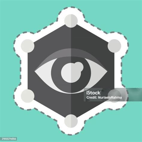 스티커 라인 컷 비전 소셜 네트워크 기호와 관련이 있습니다 심플한 디자인 일러스트레이션 개념에 대한 스톡 벡터 아트 및 기타