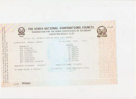 Kcse Result Slip PDF