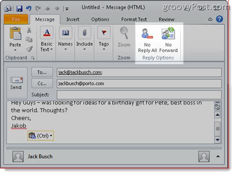 how to add no reply all and no forward to outlook 2007 and outlook 2010