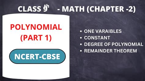 Math Class 9th Ch 2 Polynomial Factorization Remainder Theorem Youtube