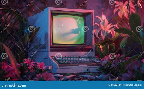 Old Retro Personal Computer With Vintage Crt Display Obsolete Old