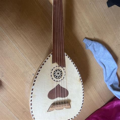 Small Lute Instrument Handcrafted 5 String Moroccan Oud With Nylon