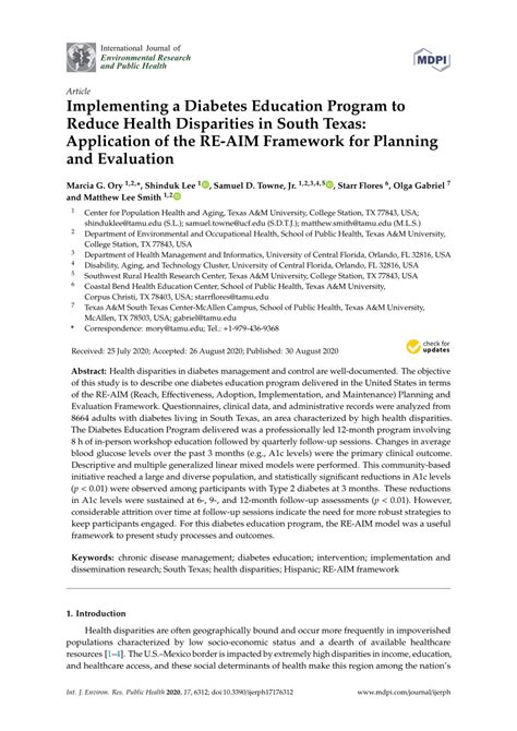 Pdf Implementing A Diabetes Education Program To Reduce Health Disparities In South Texas