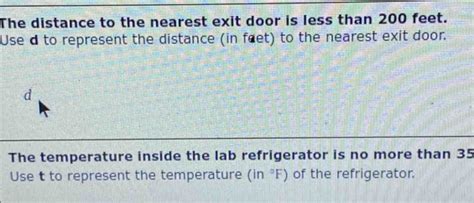 The Distance To The Nearest Exit Door Is Less Than 200 Feet Use D To
