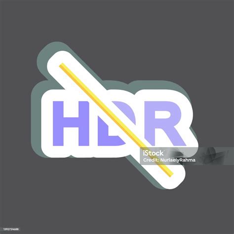 스티커 Hdr 꺼짐 사진 편집 기호에 적합합니다 편집 가능한 간단한 디자인 디자인 템플릿 벡터 간단한 기호 그림 가상현실에 대한 스톡 벡터 아트 및 기타 이미지 Istock