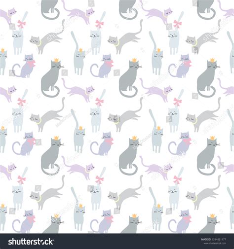 Cute Cat Vector Pattern Background Seamless Stock Vector Royalty Free