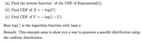 Solved A Find The Inverse Function Of The Cdf Of