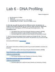 Lab DNA Profiling Lab DNA Profiling Submit Assignment Due Monday By Pm Points