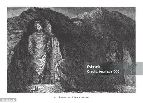 아프가니스탄의 우상 고대 근동 조각 골동품 삽화의 종교적 장면과 상징 1851 년 출판 19세기 스타일에 대한 스톡 벡터 아트 및 기타 이미지 Istock
