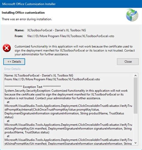 Xltoolbox 7 3 4 Fails To Install On Excel 365 With A Certificate Not Trusted Error Daniel S Xl