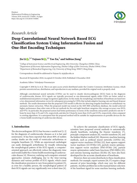 Pdf Deep Convolutional Neural Network Based Ecg Classification System Using Information Fusion