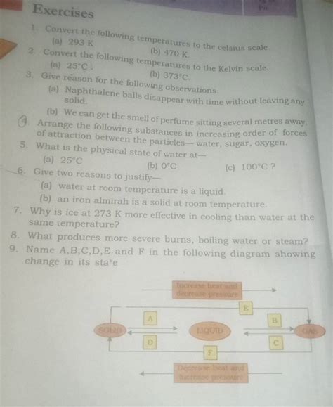 Exercises 1 Convert The Following Temperatures To The Celsius Scale A