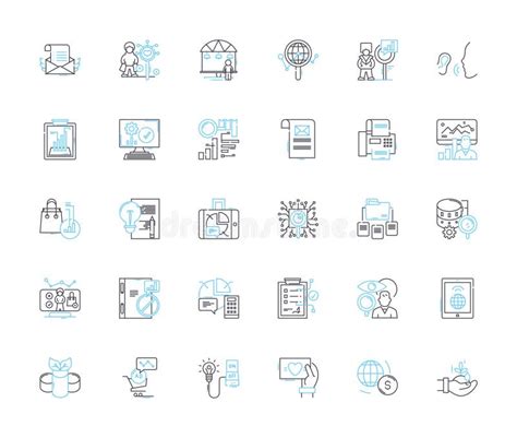 Market Research Linear Icons Set Survey Focus Group Data Analysis