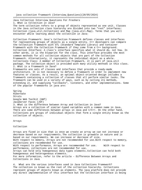 Collections Framework Interview Questions Pdf