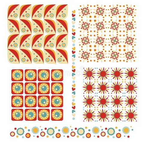 Colorful Seamless Tiling Texture And Trim Collecti Stock Illustration