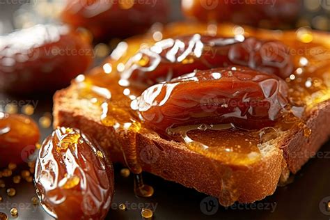 saudi arab dates toast macro shot of a fresh breakfast with dripping