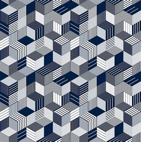 Premium Vector D Cubes Seamless Pattern Vector Background Lined Dimensional Blocks