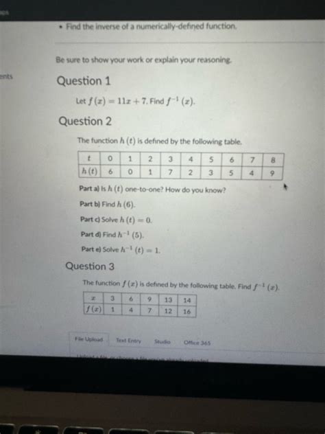 Solved Question 1let Fx11x7 ﻿find F 1xquestion 2the