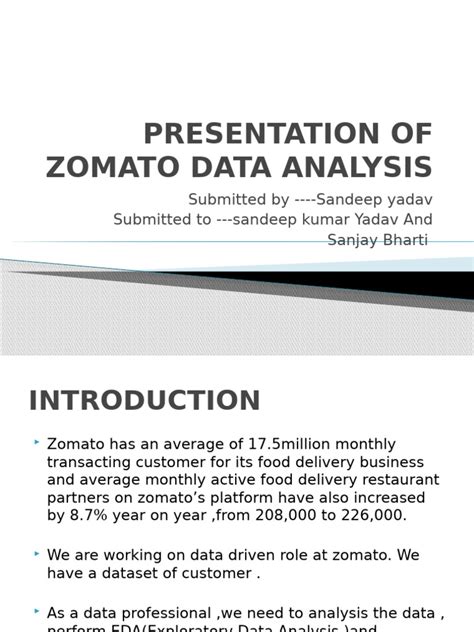 Presentation Of Zomato Data Analysis 1 Read Only Pdf Data Analysis Computing