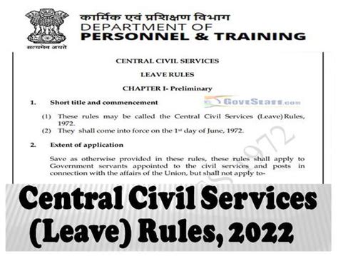 Central Civil Services Leave Rules 1972 Updated As On 19 09 2022 Central Government Staff