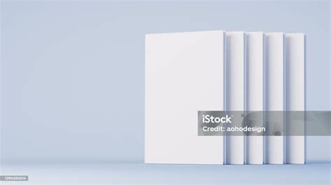부드러운 파란색 배경에 흰색 책 빈 표지 모형 3d 일러스트 레이 션 모형에 대한 스톡 사진 및 기타 이미지 모형 실물