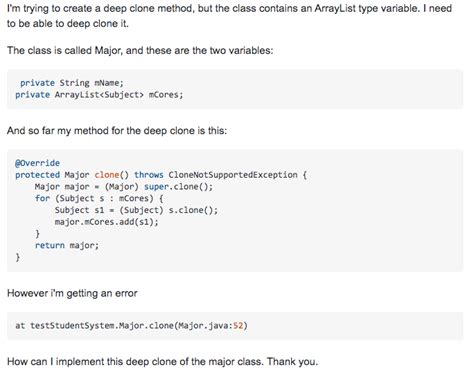 Solved Im Trying To Create A Deep Clone Method But The