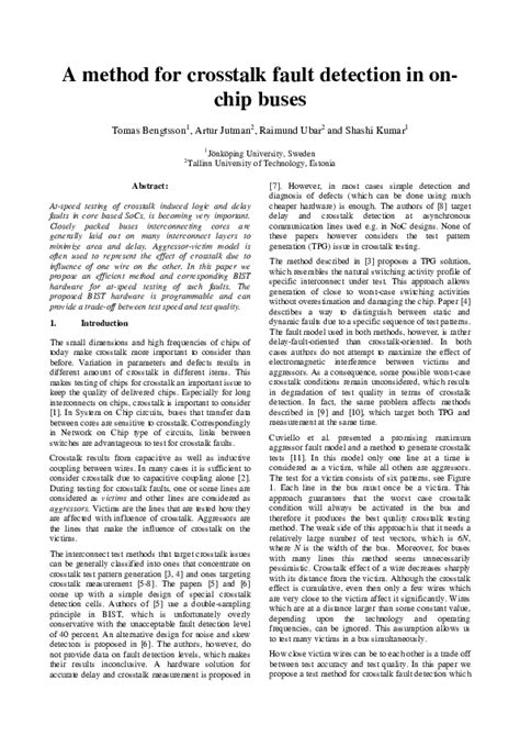 Pdf A Method For Crosstalk Fault Detection In On Chip Buses