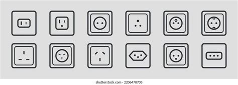 Different Type Power Socket Line Icon Stock Vector Royalty Free 2206478703 Shutterstock