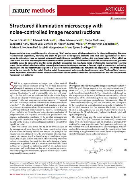 Structured Illumination Microscopy With Noise Controlled Image Reconstructions Request Pdf