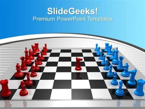Chess Players Red Blue Challenge Leadership Powerpoint Templates Ppt