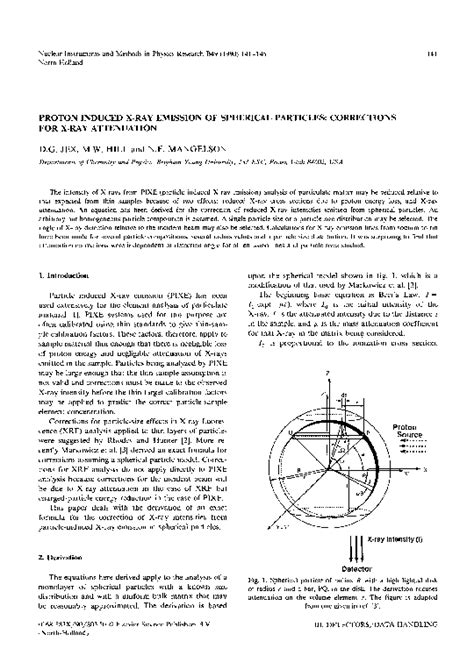 Pdf Proton Induced X Ray Emission Of Spherical Particles Corrections For X Ray Attenuation