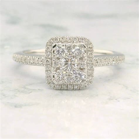 Radiant Shape Single Halo Diamond Engagement Ring Taj Jewels Uk