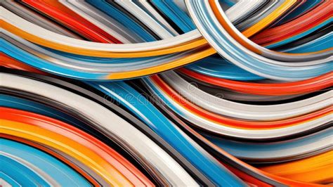 A Vibrant Abstract Composition Of Overlapping Curved Lines In Various