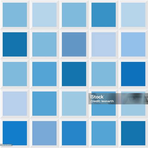 바다 파란색 색조 원활한 패턴 타일 팔레트 색상 디자인 구성표 장식 타일 디자인 요소 3차원 형태에 대한 스톡 벡터 아트 및 기타 이미지 Istock