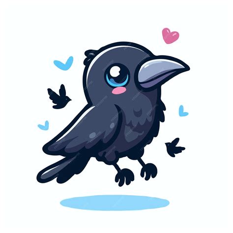 Premium Vector Cute Crow Cartoon Vector On White Background