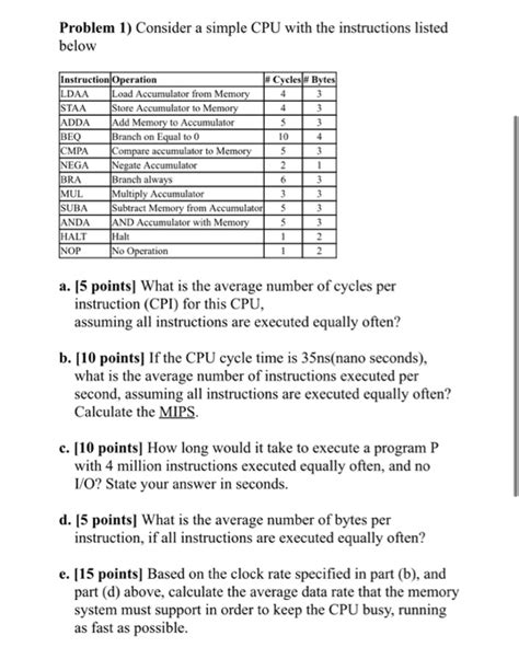 Solved Problem Consider A Simple CPU With The Chegg Com
