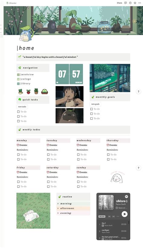 Ghibli Inspired Notion Home Template Notions Planner Printables Free Ghibli Inspired Notion Home Template Notions Planner Printables Free