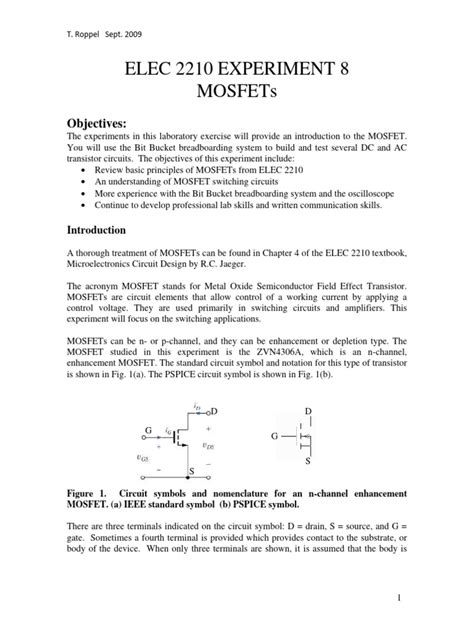 Ex08 Mosfets Pdf Mosfet Field Effect Transistor