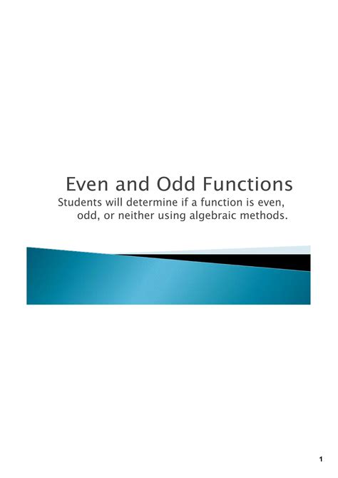 Even And Odd Functions Notes PDF Physics Science