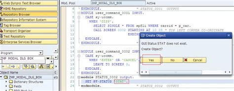 Modal Dialog Box Pop Up Screen In Module Pool Sapcodes