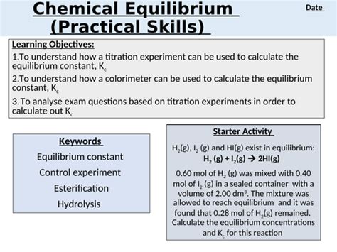 Chemical Equilibrium Practical Skills Teaching Resources