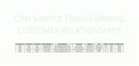 Crm Sample Transforming Customer Relationships Excel Template And