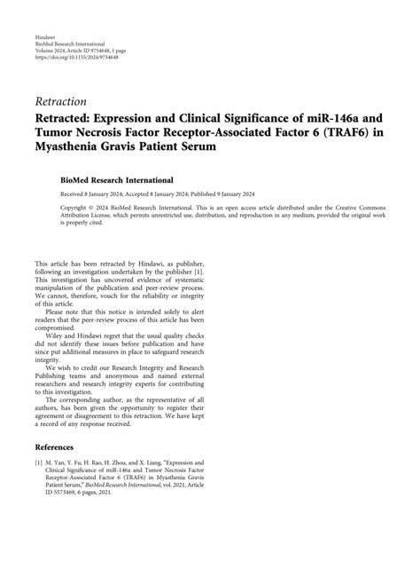 Pdf Retracted Expression And Clinical Significance Of Mir 146a And