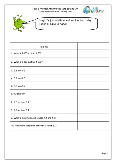 Mental Arithmetic Sets 19 And 20 Year 6 Mental Arithmetic By