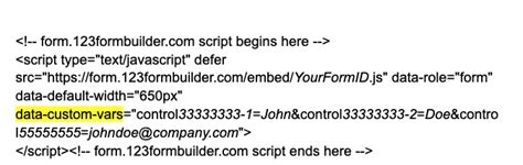 Help Prefill Fields When Embedding Form 123formbuilder
