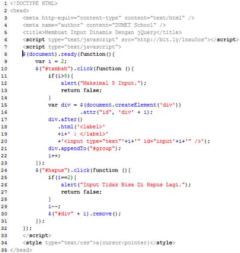 membuat form input dinamis dengan jquery