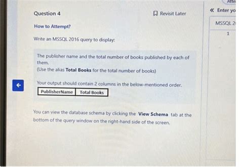 Question 4 How To Attempt Write An MSSQL 2016 StudyX